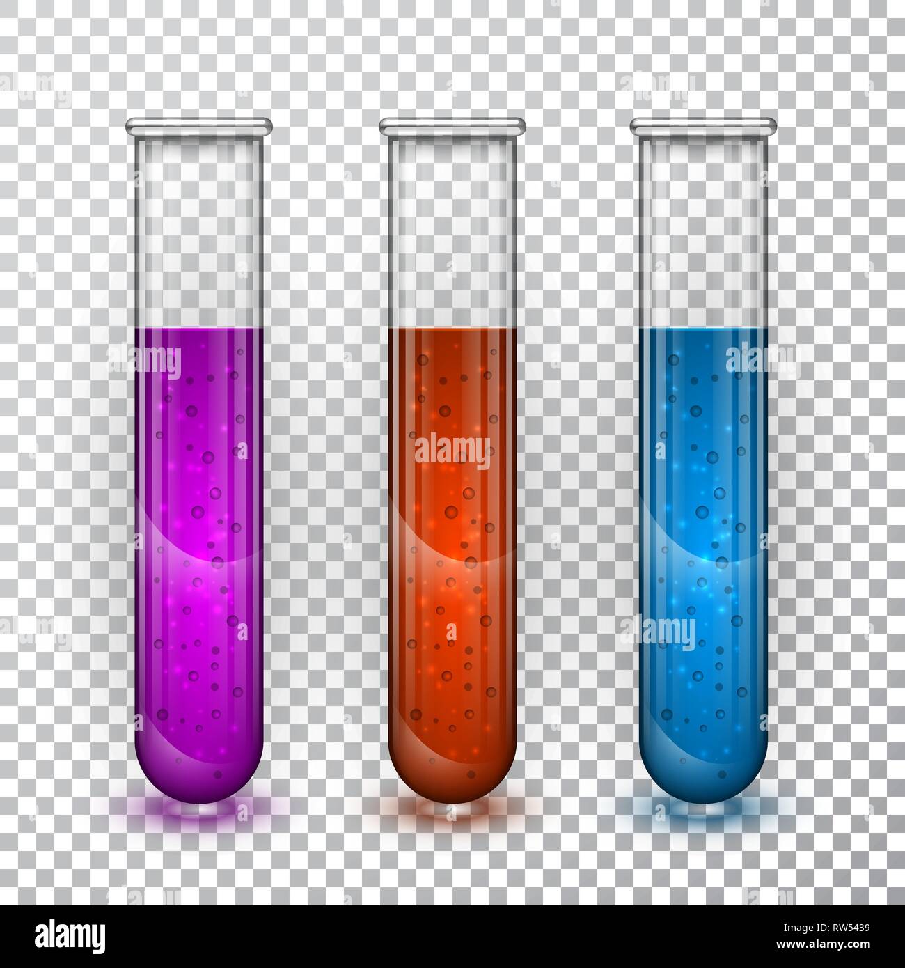 Test-tubes, Chemical laboratory transparent flask with liquid. Vector ...