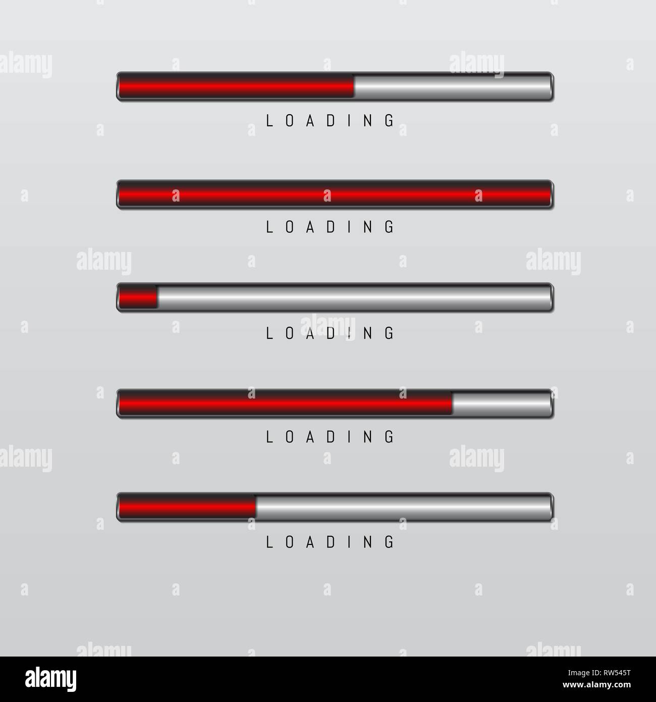 progress bar and loading red color on light grey background vector ...