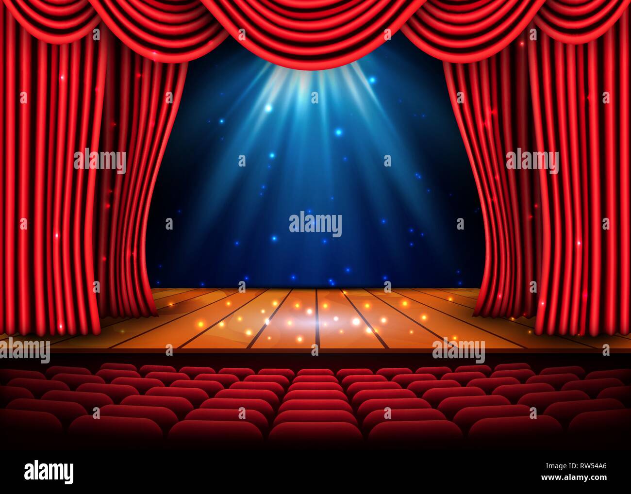 Red Curtain Stage Spotlight