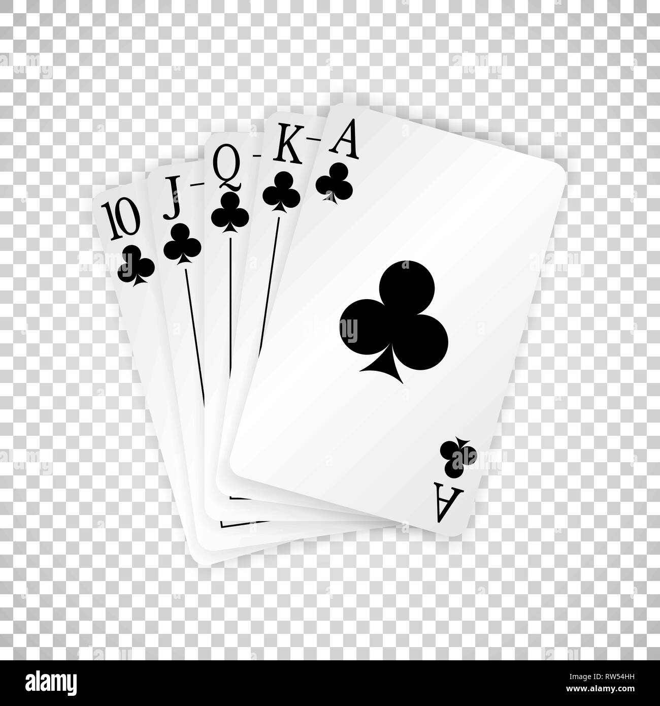 A royal straight flush playing cards poker hand in clubs Stock Vector ...