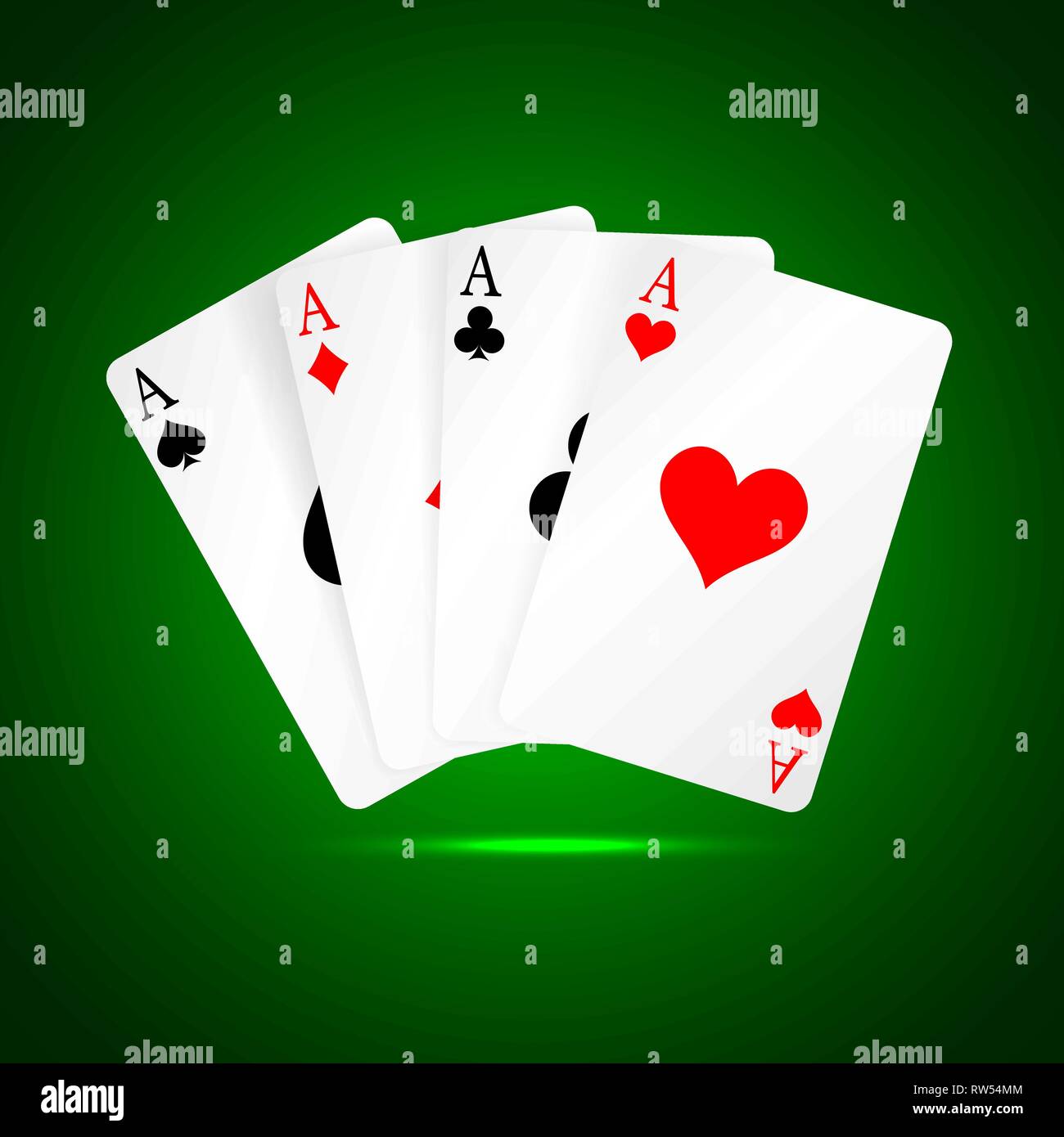Set of four aces playing cards suits. Winning poker hand. Set of hearts ...