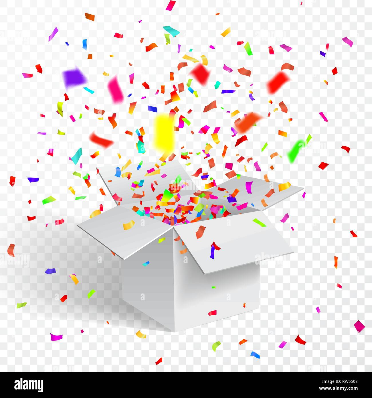 Open Gift Box and Confetti. Christmas Background. Vector Illustration ...