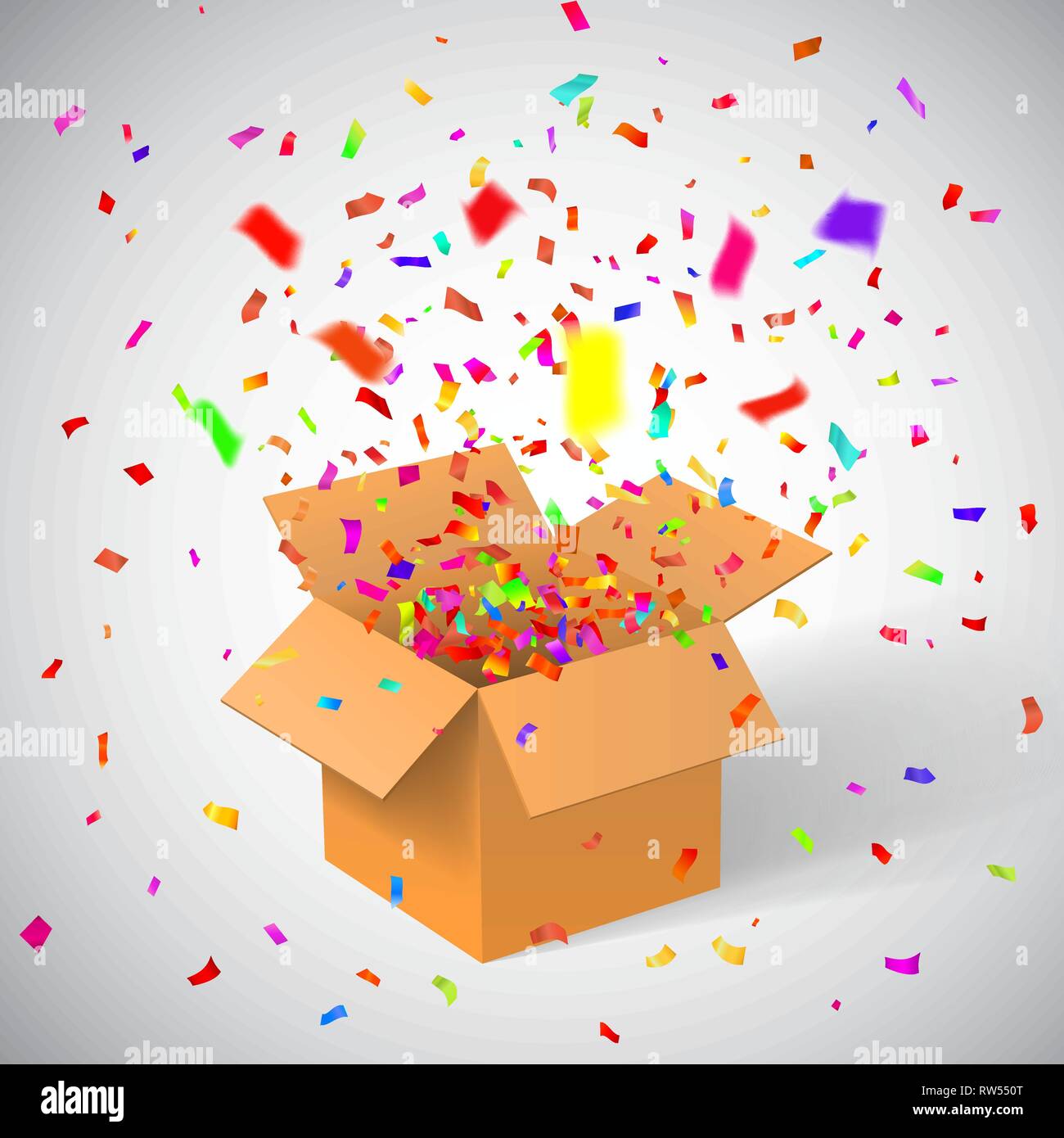Open Gift Box and Confetti. Christmas Background. Vector Illustration ...