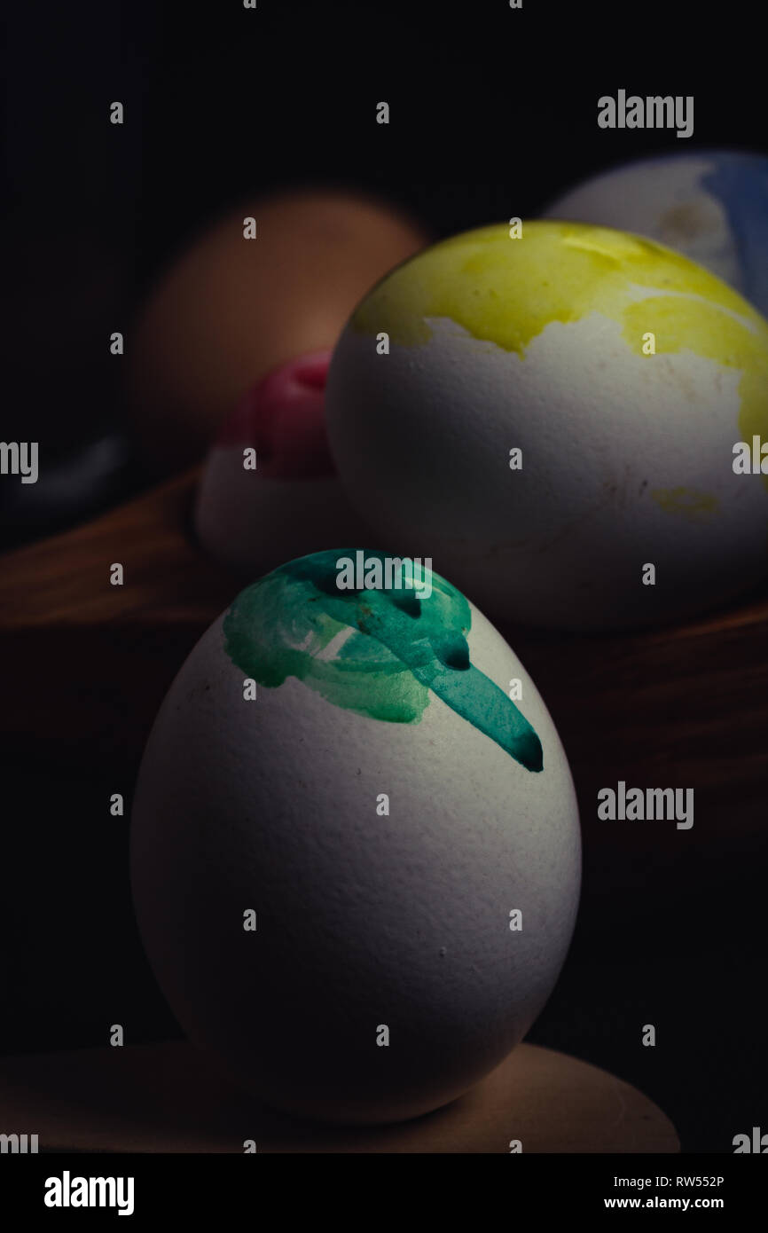 Set of poorly colored eggs Stock Photo - Alamy