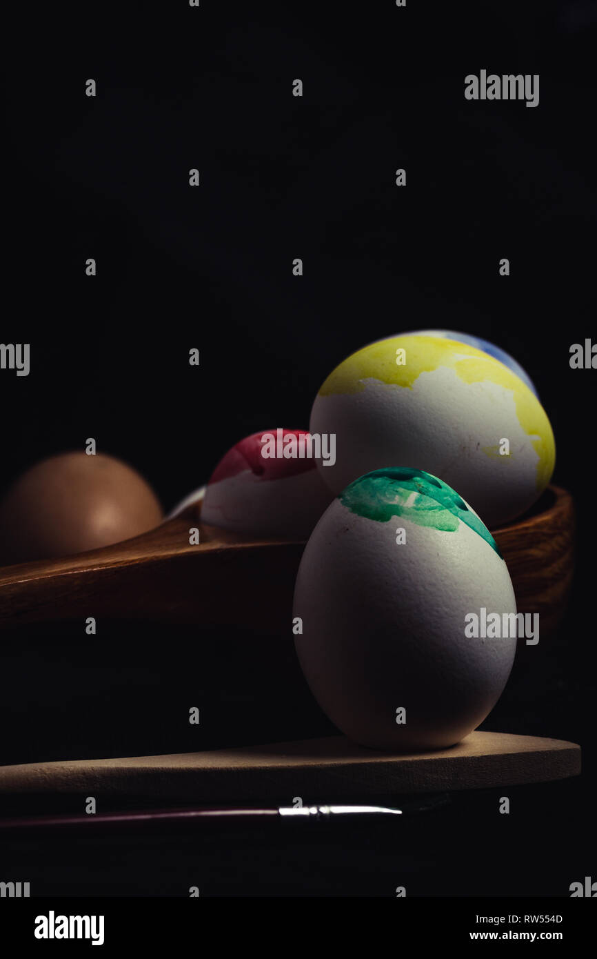 Set of poorly colored eggs Stock Photo - Alamy