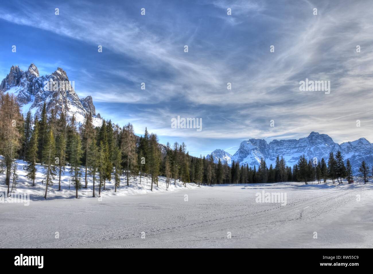 Italien, Dolomiten, Drei Zinnen, Monte Piano, Zinnen, Winter, Fels, Eis ...