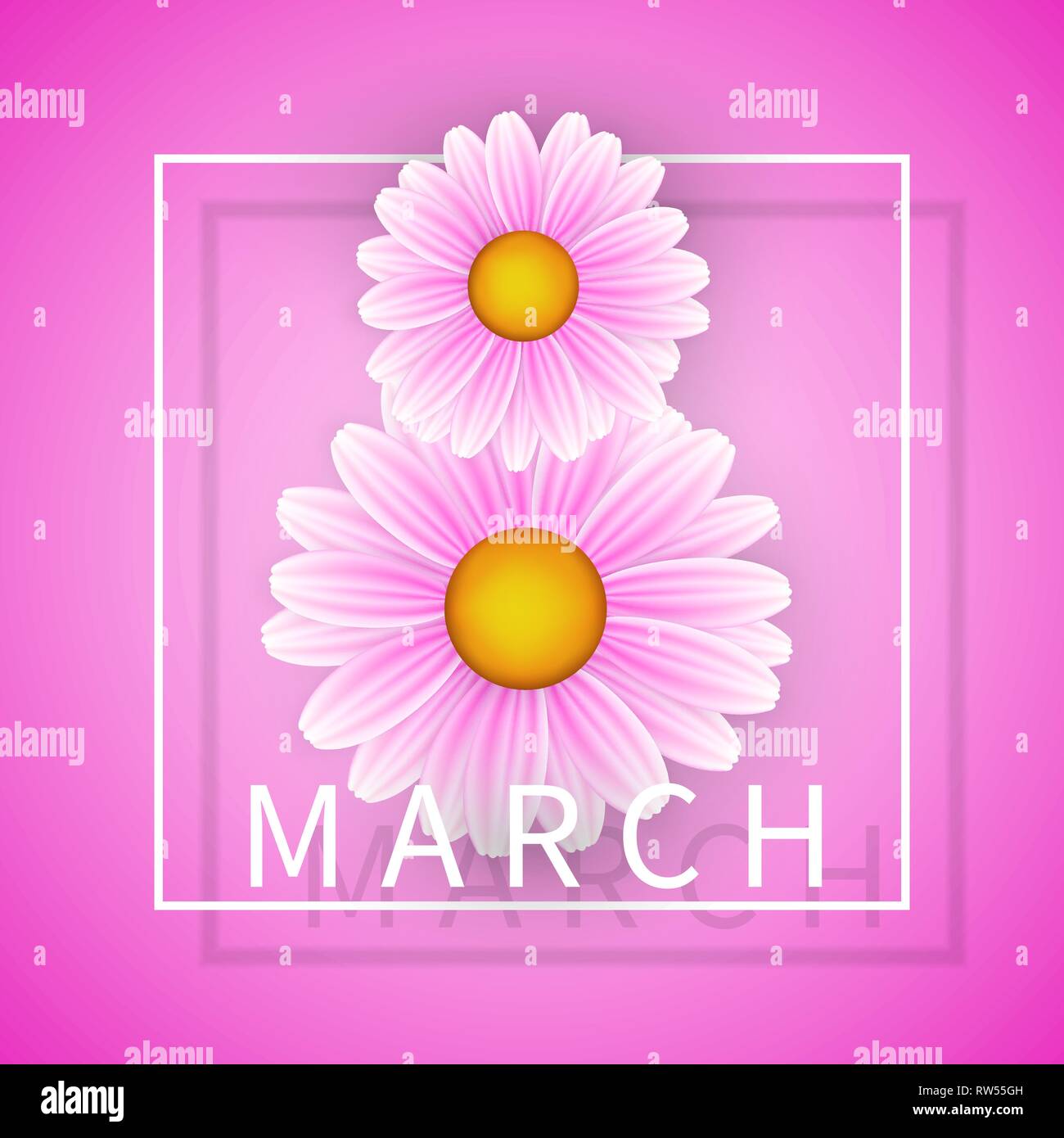 Women day background with frame flowers. 8 March invitation card ...