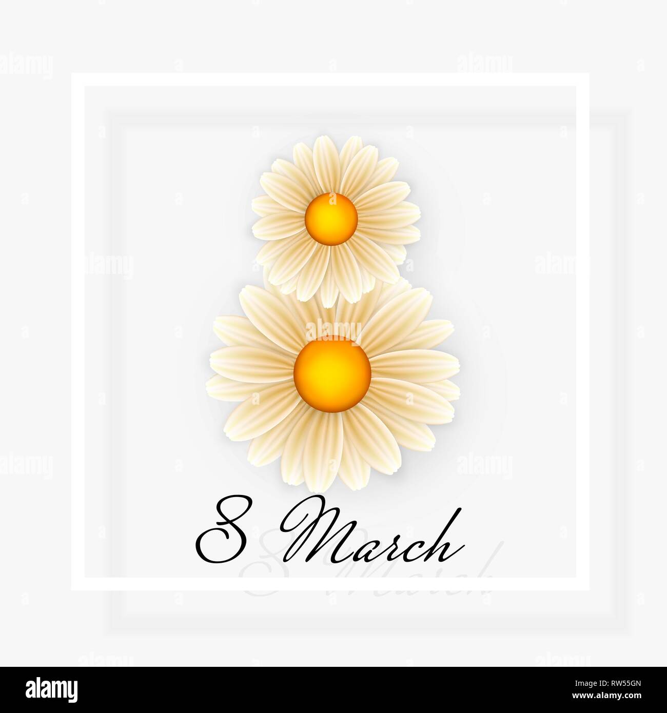 Women day background with frame flowers. 8 March invitation card ...