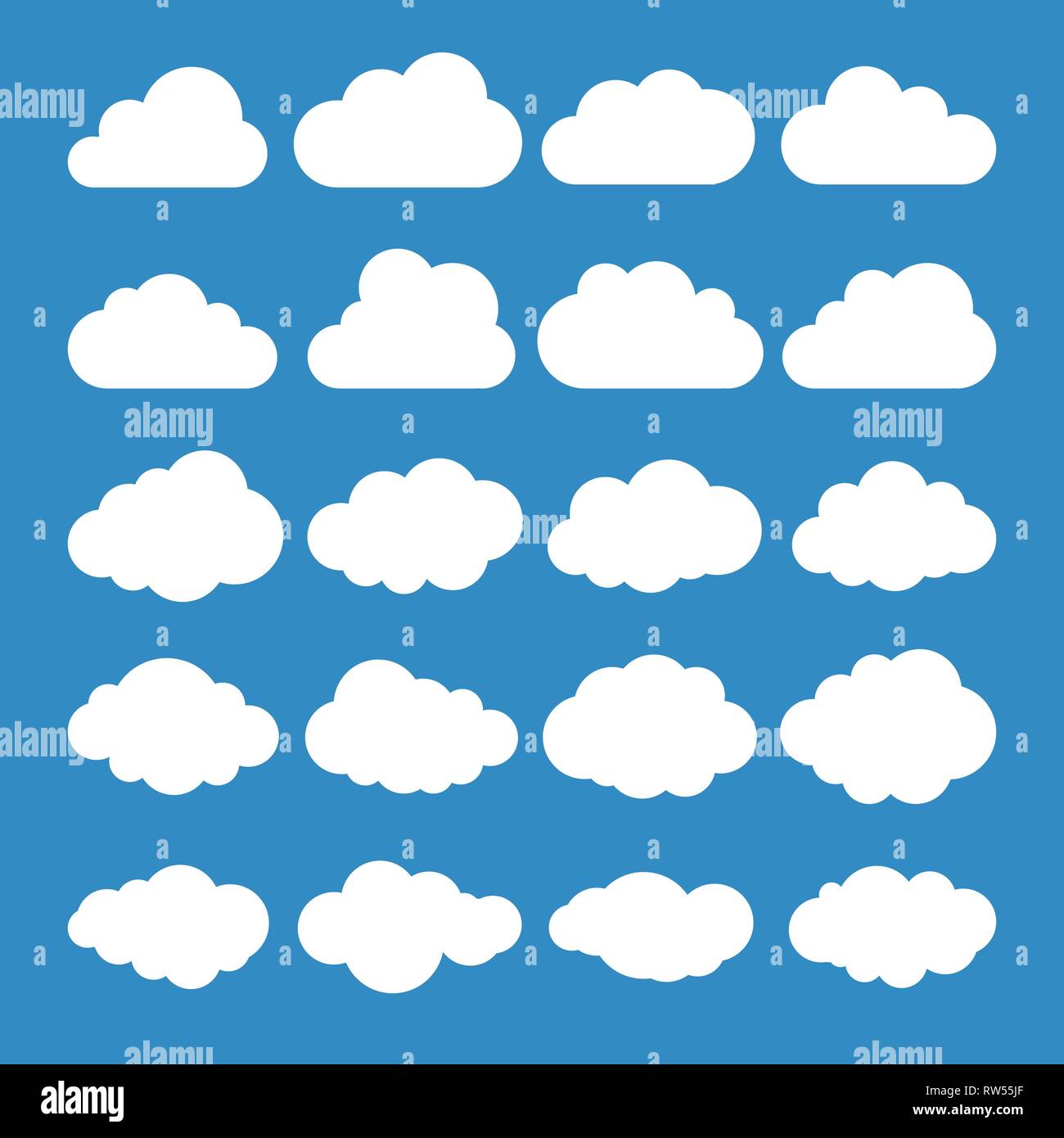 Clouds silhouettes. Vector set of clouds shapes. Collection of various ...