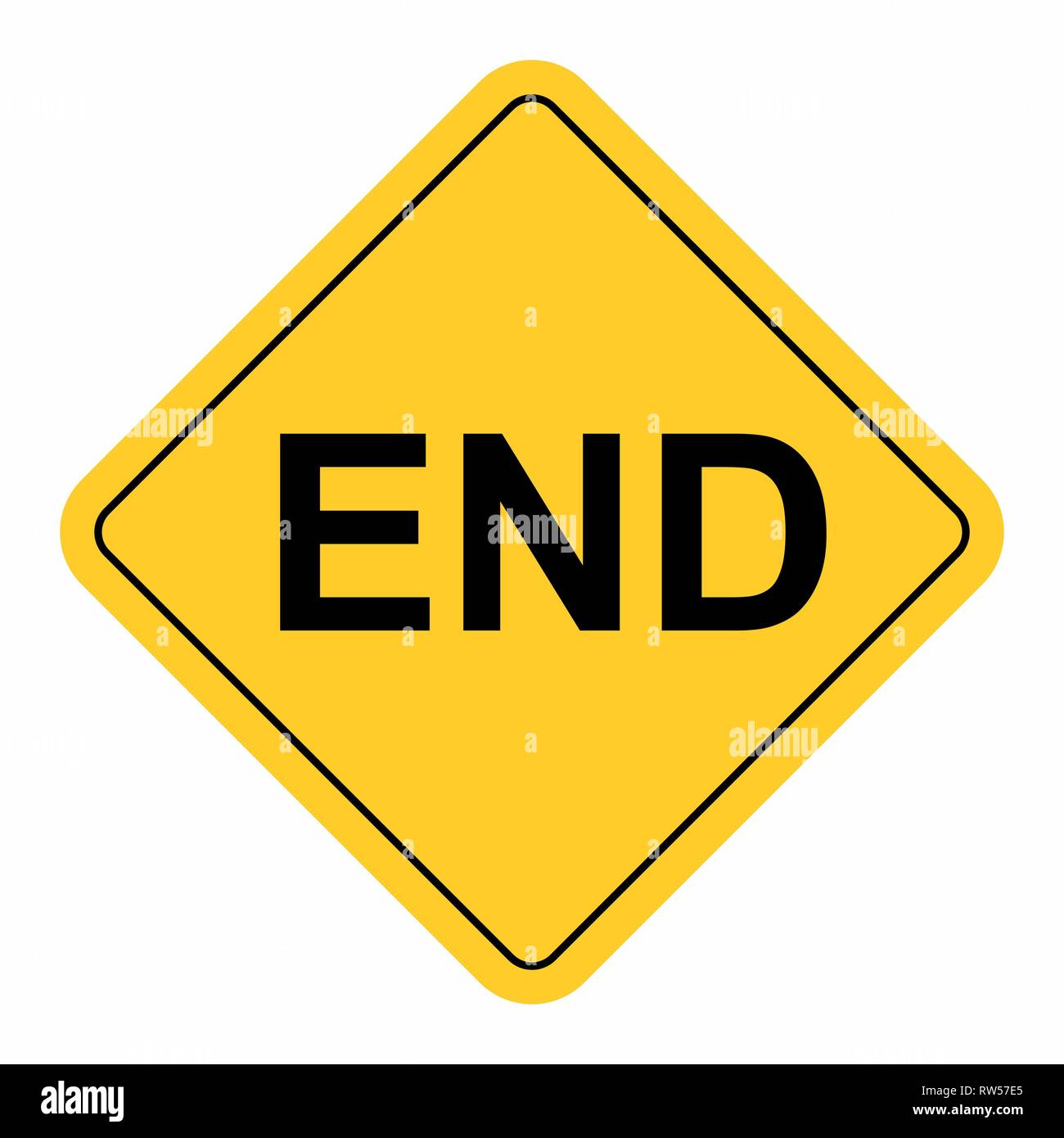 END warning sign isolated on white. Colorful illustration Stock Vector ...