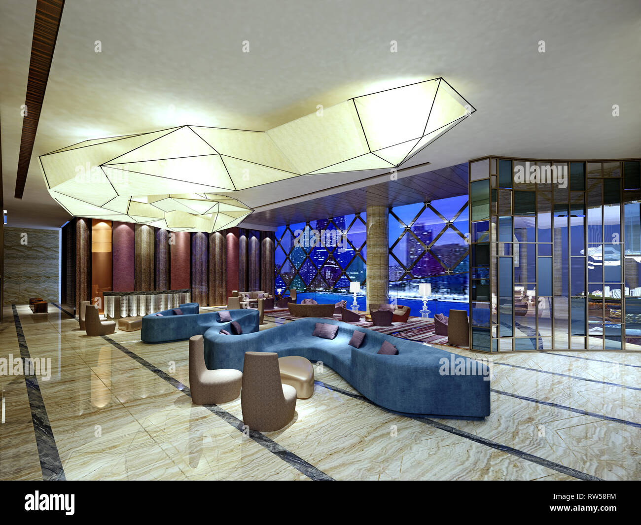 3d render hotel lobby Stock Photo - Alamy