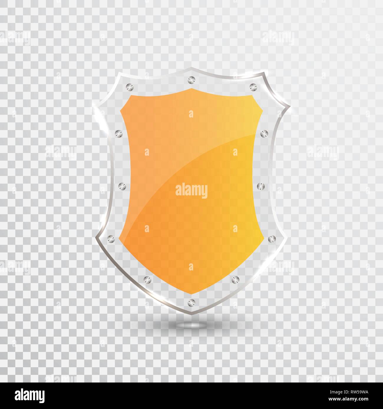 Transparent Yellow Shield. Safety Glass Badge Icon. Privacy Guard ...