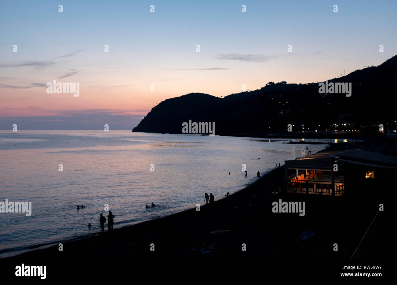 view of a beach in Levanto, Italy Stock Photo - Alamy