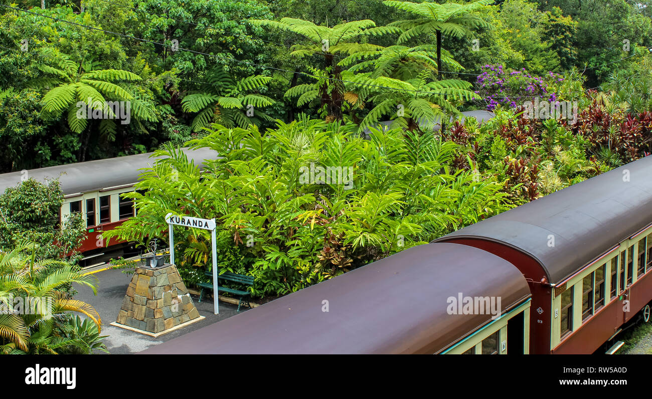 kuranda train station in the rainforest, australia near cairns Stock ...