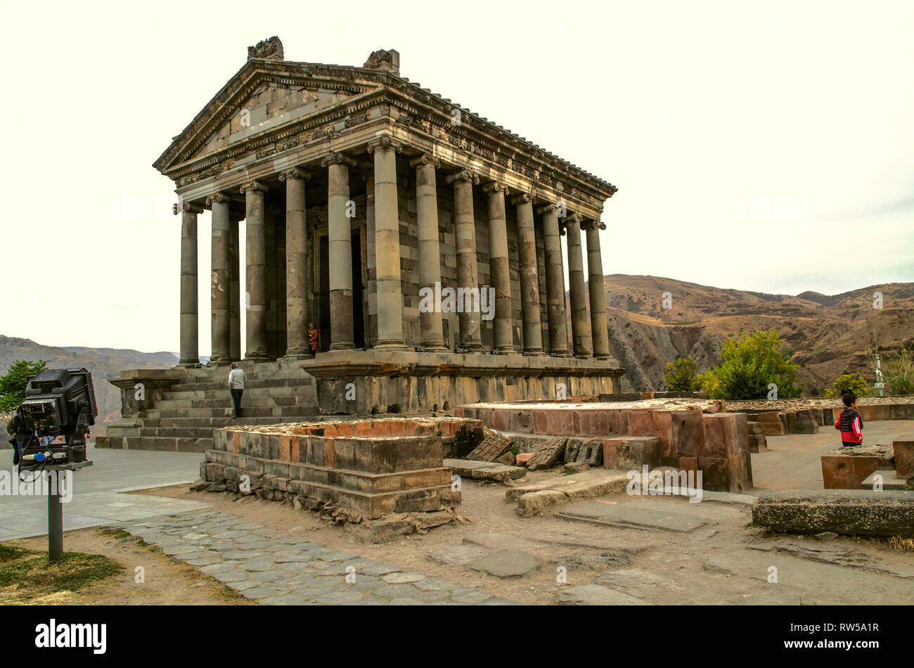 Garni, Armenia, October 20, 2018:The ruins of the fortress overlooking ...