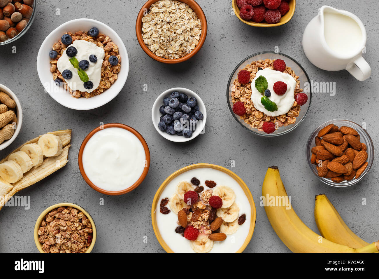 Choose your healthy breakfast concept Stock Photo - Alamy