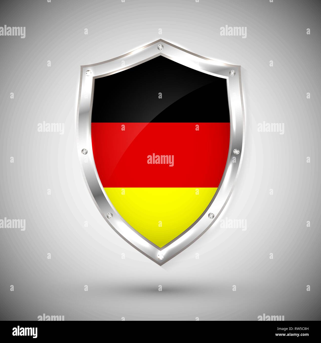 Germany flag on metal shiny shield vector illustration. Collection of ...