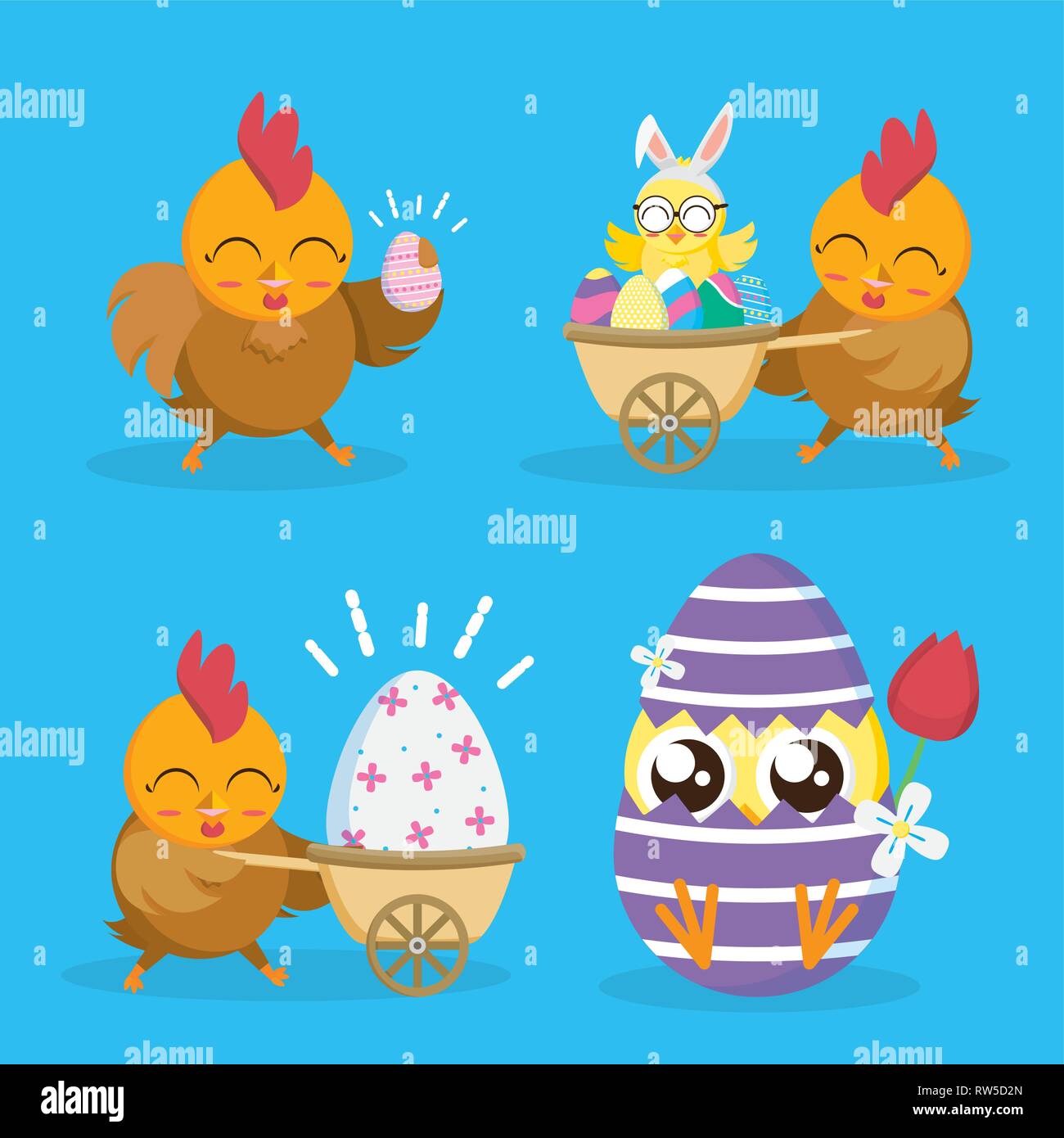 Easter card eggs chicks Stock Vector Images - Alamy