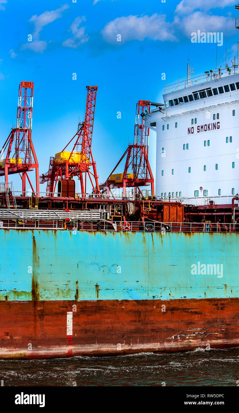 no smoking sign on oil tanker ship, warning Stock Photo - Alamy