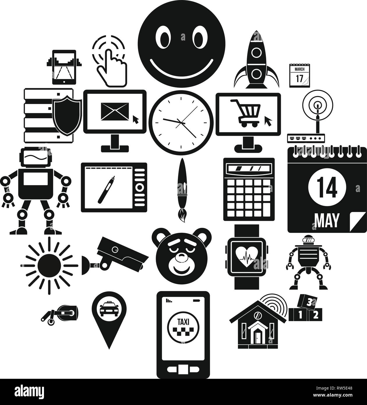 Hardware icons set, simple style Stock Vector Image & Art - Alamy