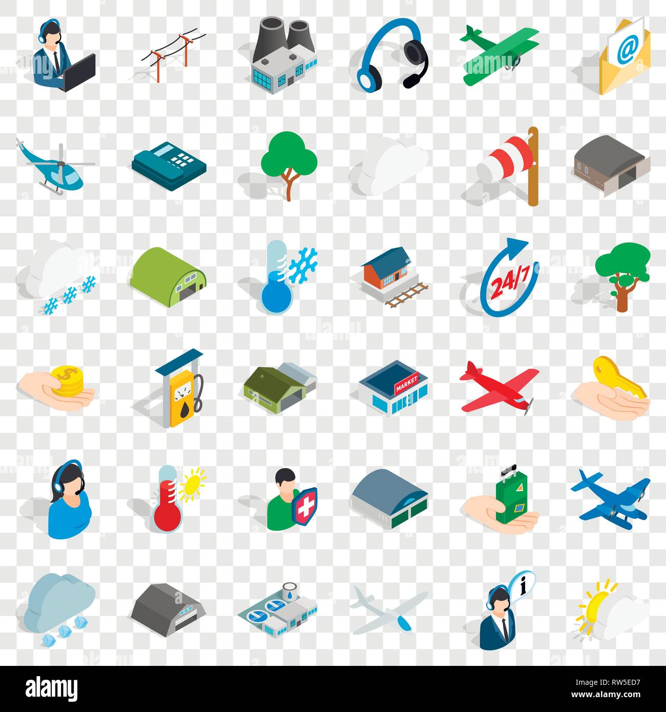 Aviation icons set, isometric style Stock Vector Image & Art - Alamy