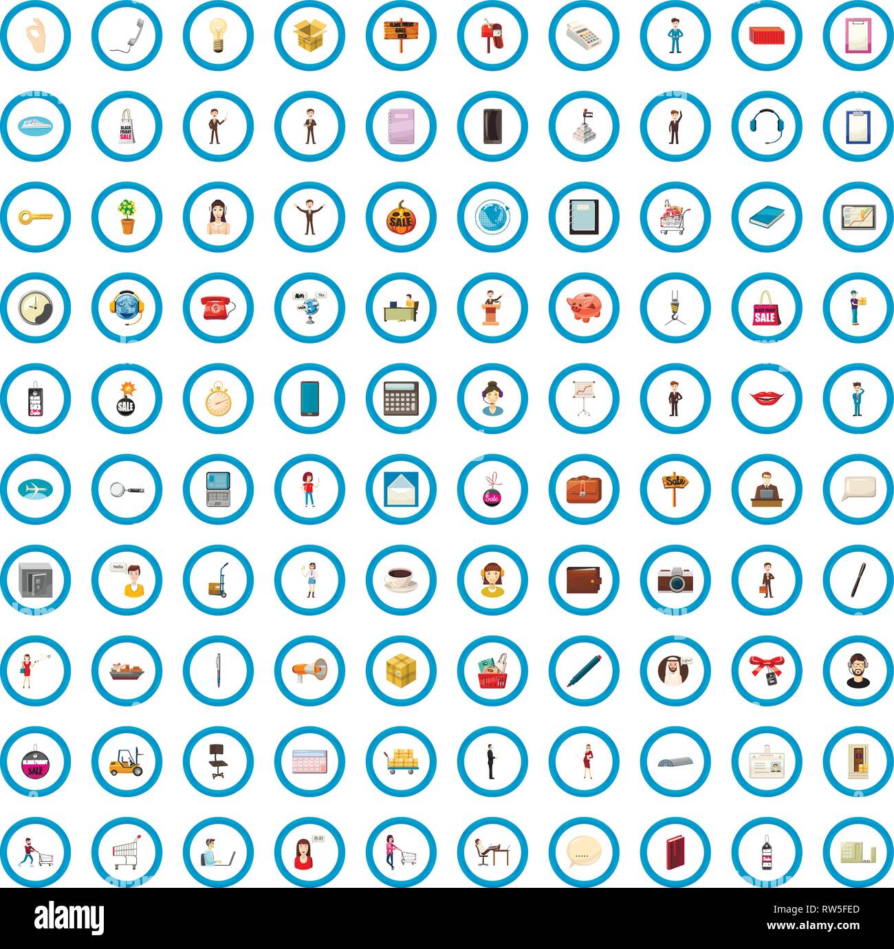 100 commercial icons set, cartoon style Stock Vector Image & Art - Alamy