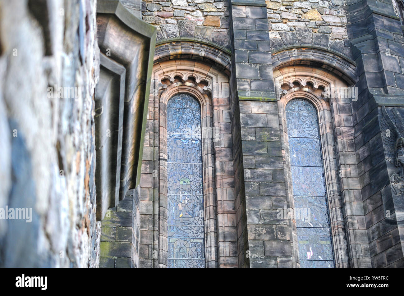 Canterbury cathedral outside view of the stain glass windows Stock ...