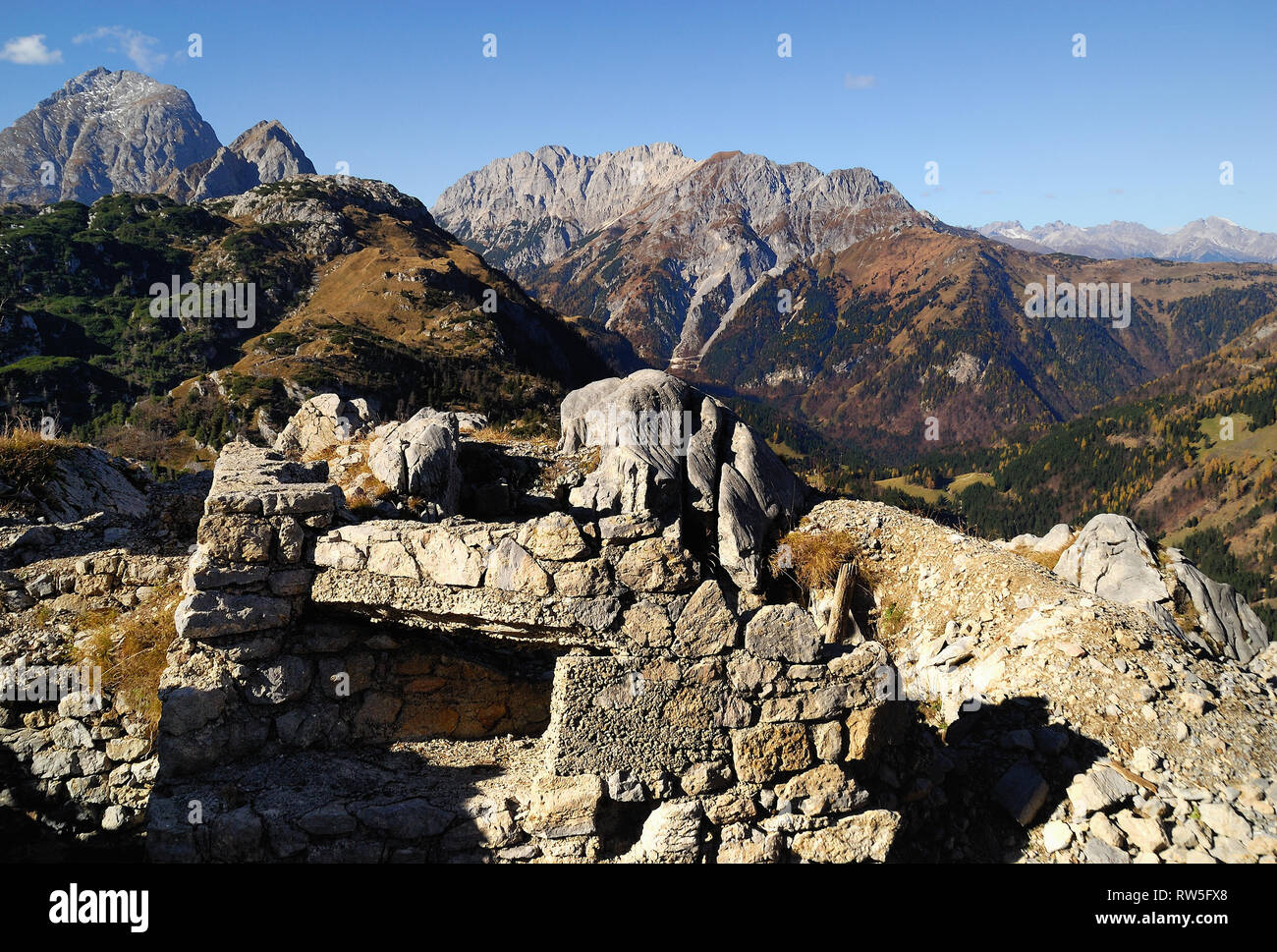 WWI, Carnic Alps, Mount Freikofel. It was the scene of bloody battles ...