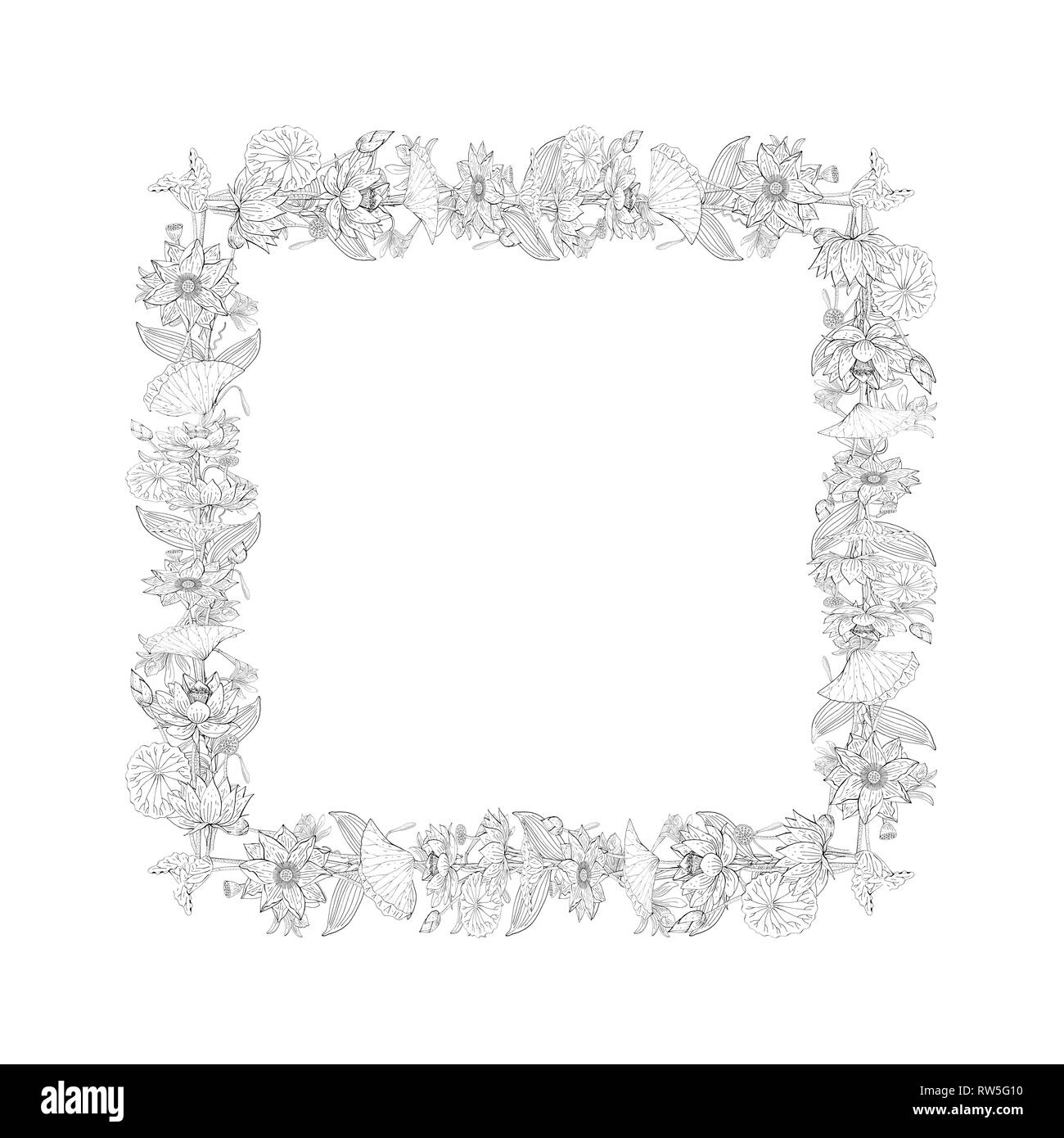 Spring square border Black and White Stock Photos & Images - Alamy