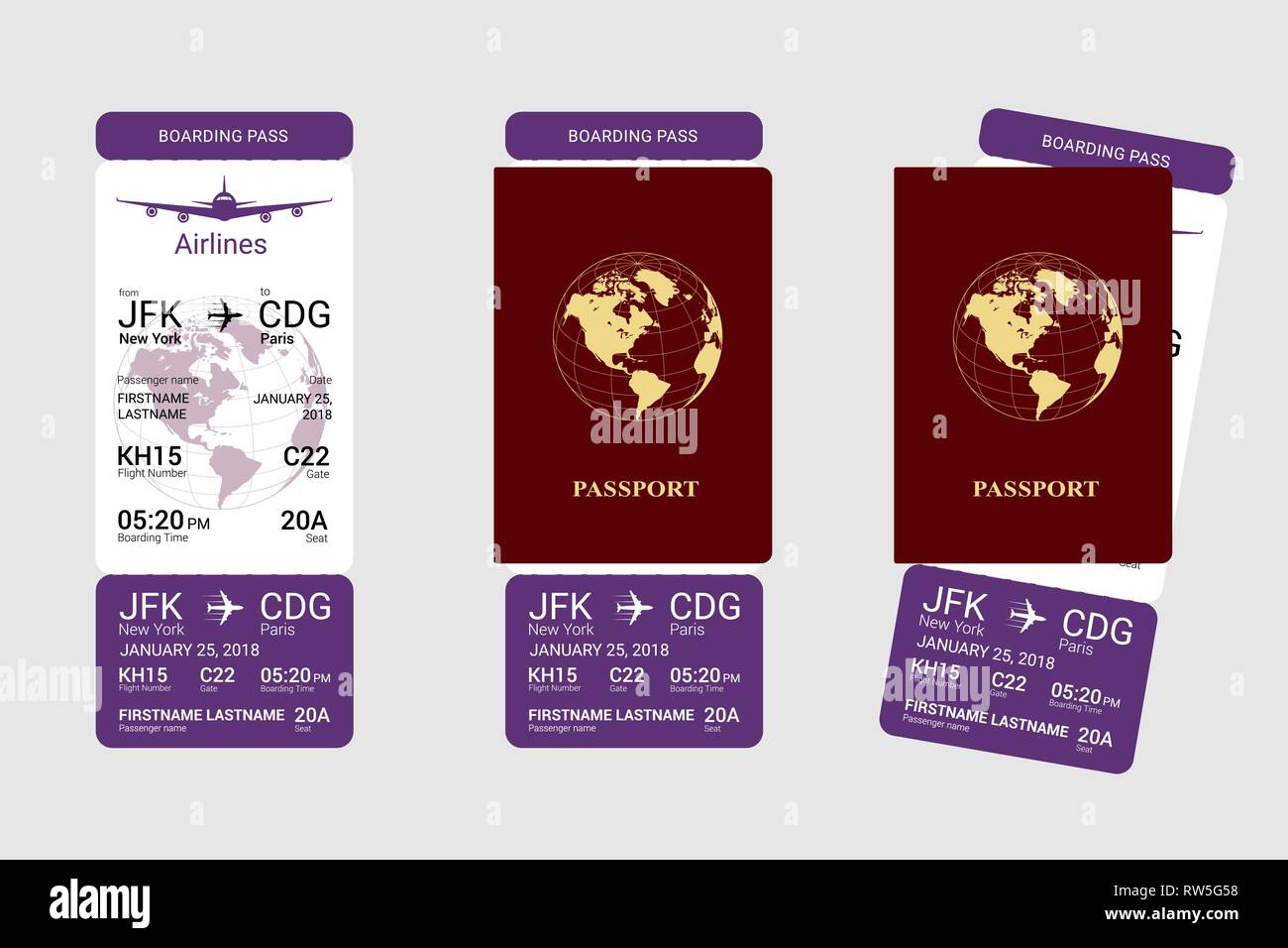 Passport and boarding pass Stock Vector Image & Art - Alamy