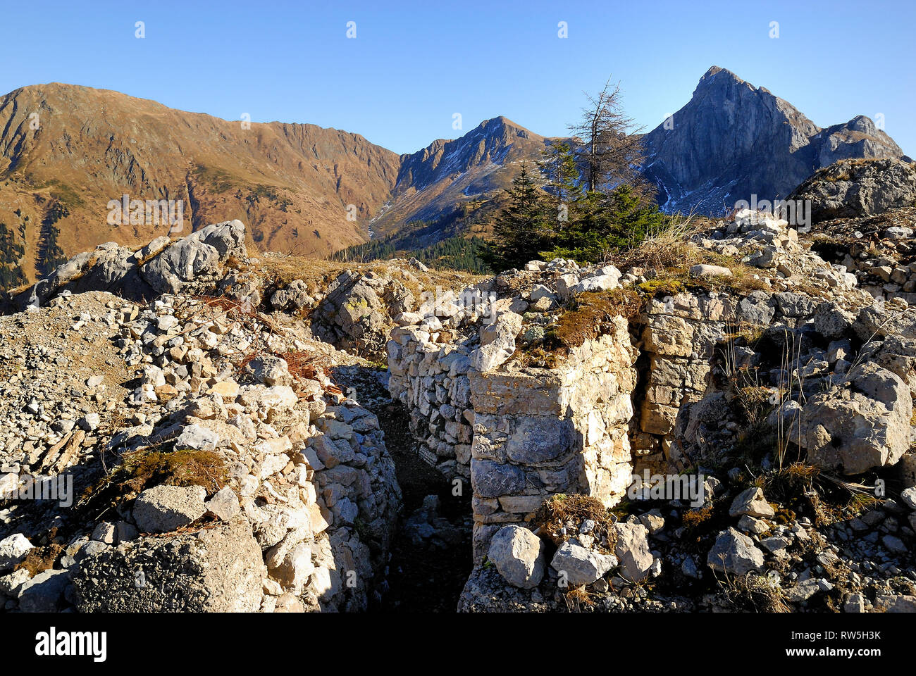 WWI, Carnic Alps, Mount Freikofel. It was the scene of bloody battles ...