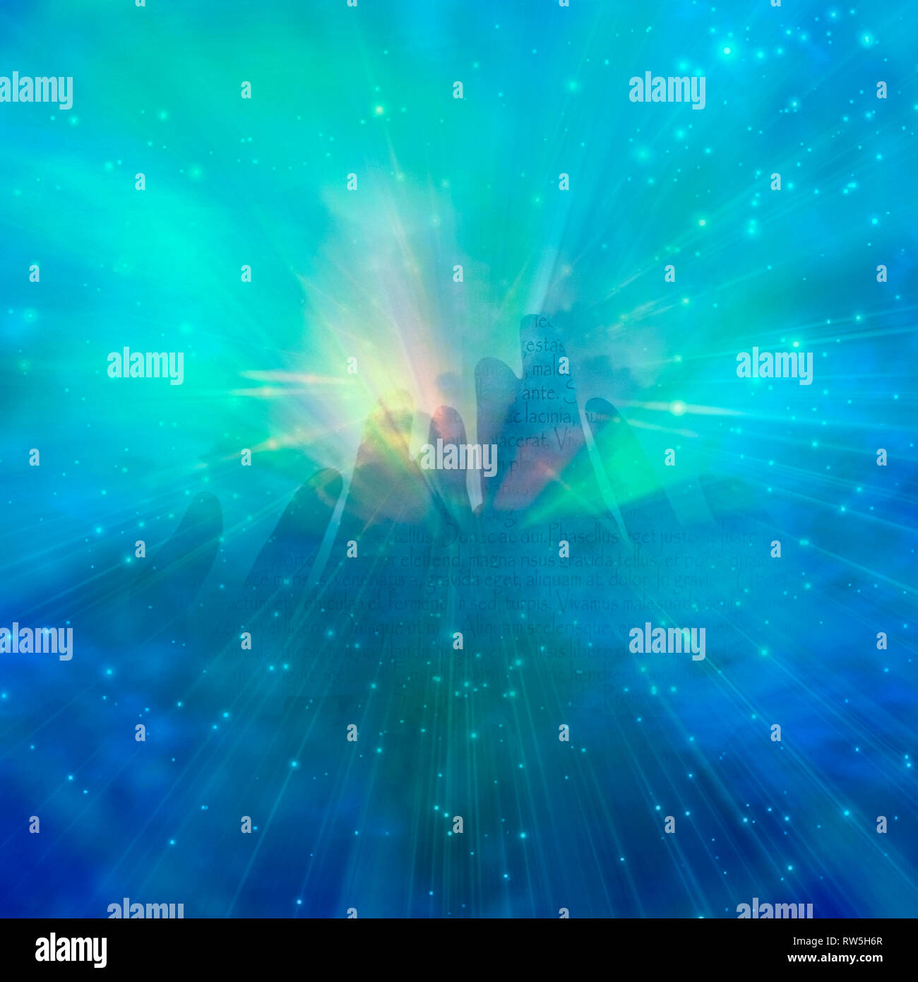Human hands in divine light Stock Photo - Alamy