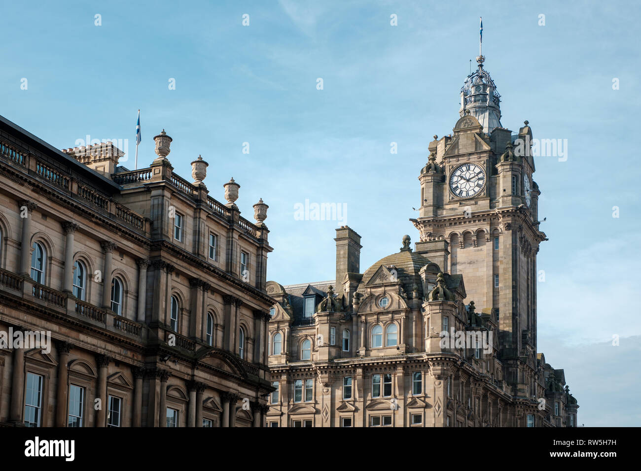 The famous clock tower landmark above the Balmoral Hotel on Edinburgh's ...