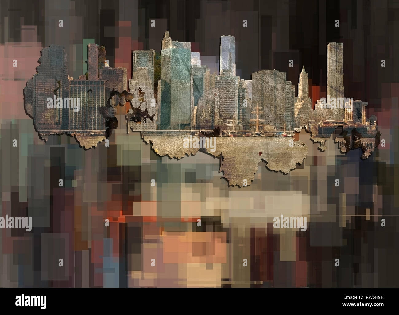 New York skyline silhouettes. Abstract background. 3D Rendering Stock ...