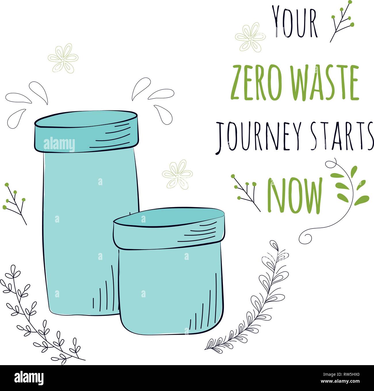 Zero Waste Concept Hand drawn elements of zero waste life Zero waste ...