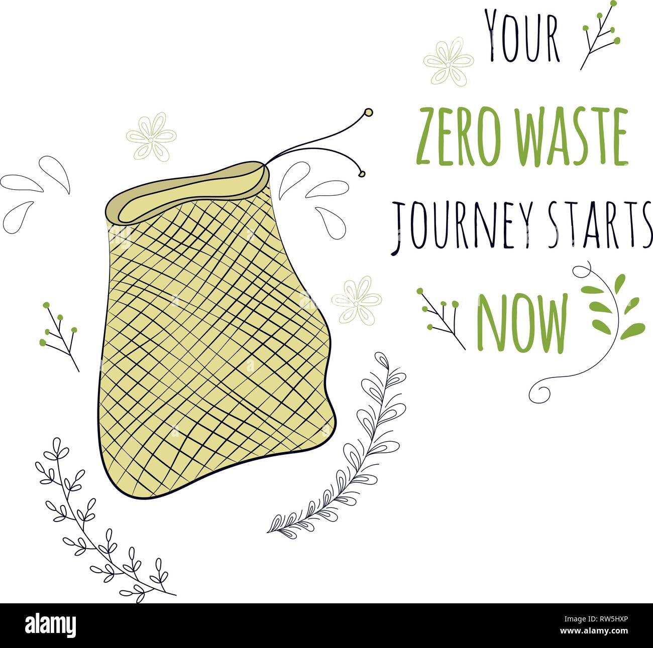Zero Waste Concept Hand drawn elements of zero waste life Zero waste ...