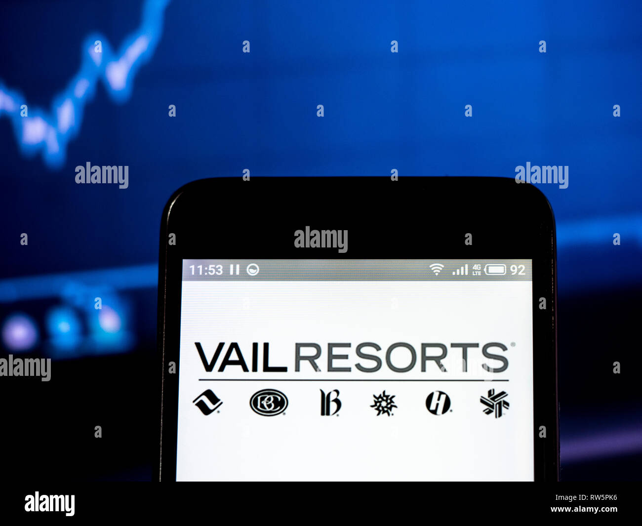 Vail Resorts, Inc. company logo seen displayed on smart phone Stock ...