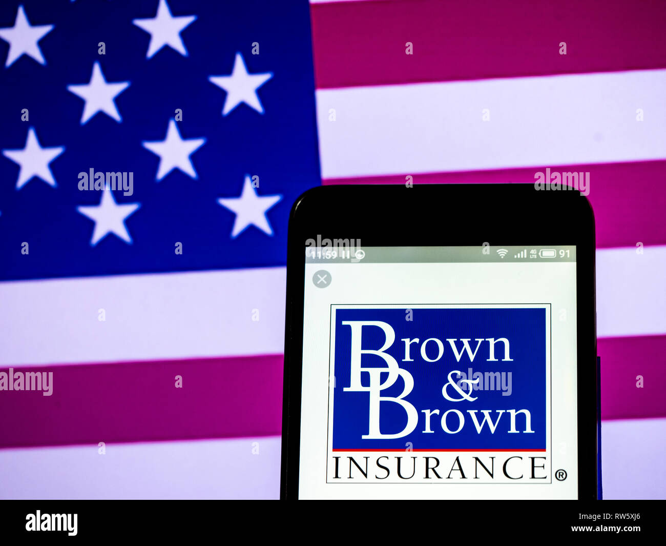 Brown & Brown, Inc. company logo seen displayed on smart phone Stock ...