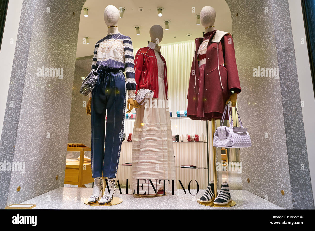 ROME, ITALY - CIRCA NOVEMBER, 2017: apparel on display at a Valentino ...