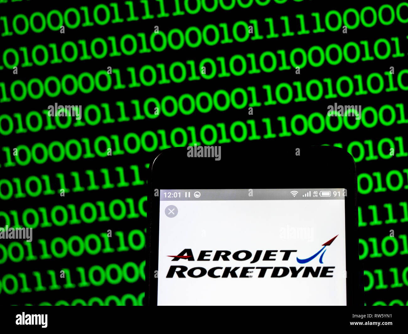 Aerojet Rocketdyne company logo seen displayed on smart phone Stock ...