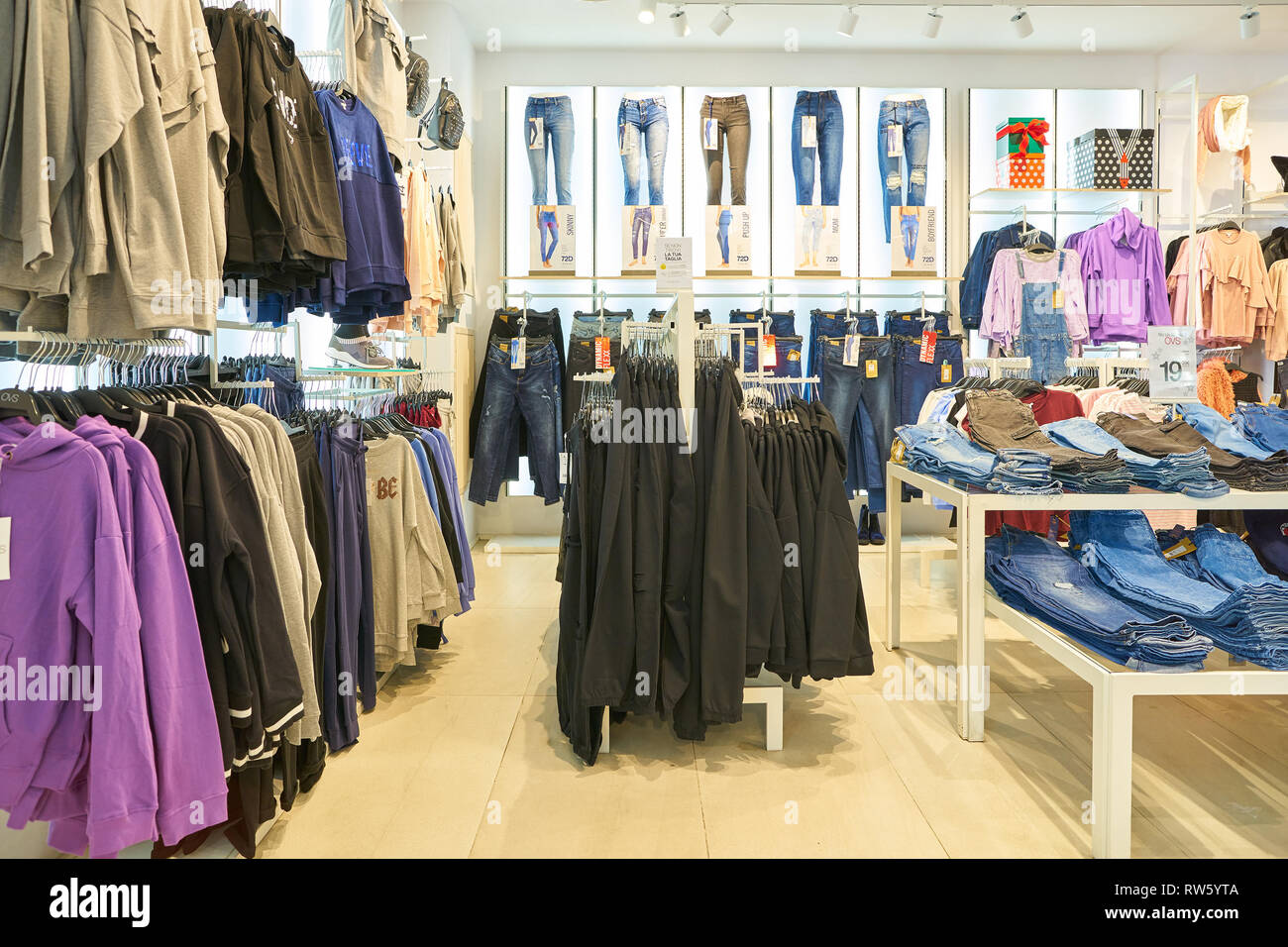 ROME, ITALY - CIRCA NOVEMBER, 2017: interior shot of OVS shop in Rome ...