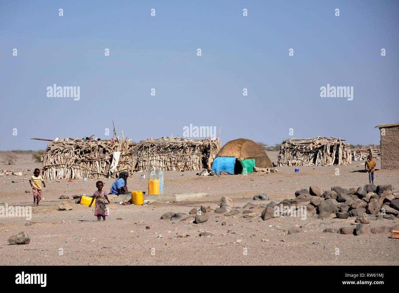 Djibouti, Abbe lake area, local village Stock Photo - Alamy