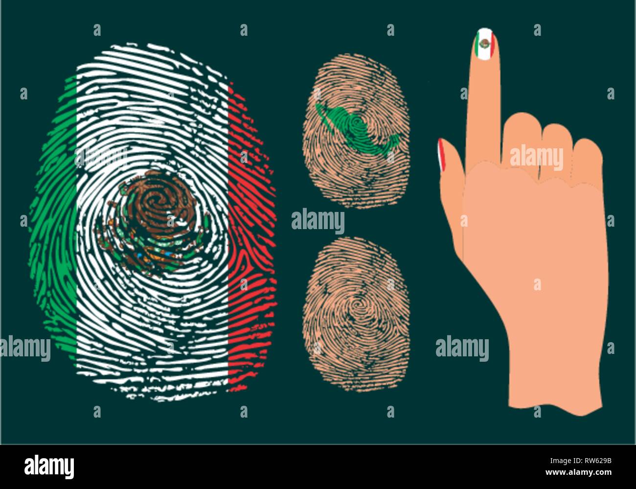 Hand drawn illustration flag mexico hi-res stock photography and images ...