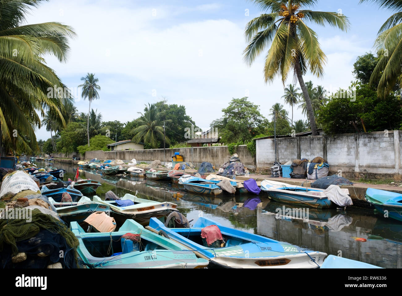 Sri Lanka, Negombo May 15 2018: Dutch Channel with boats of local ...
