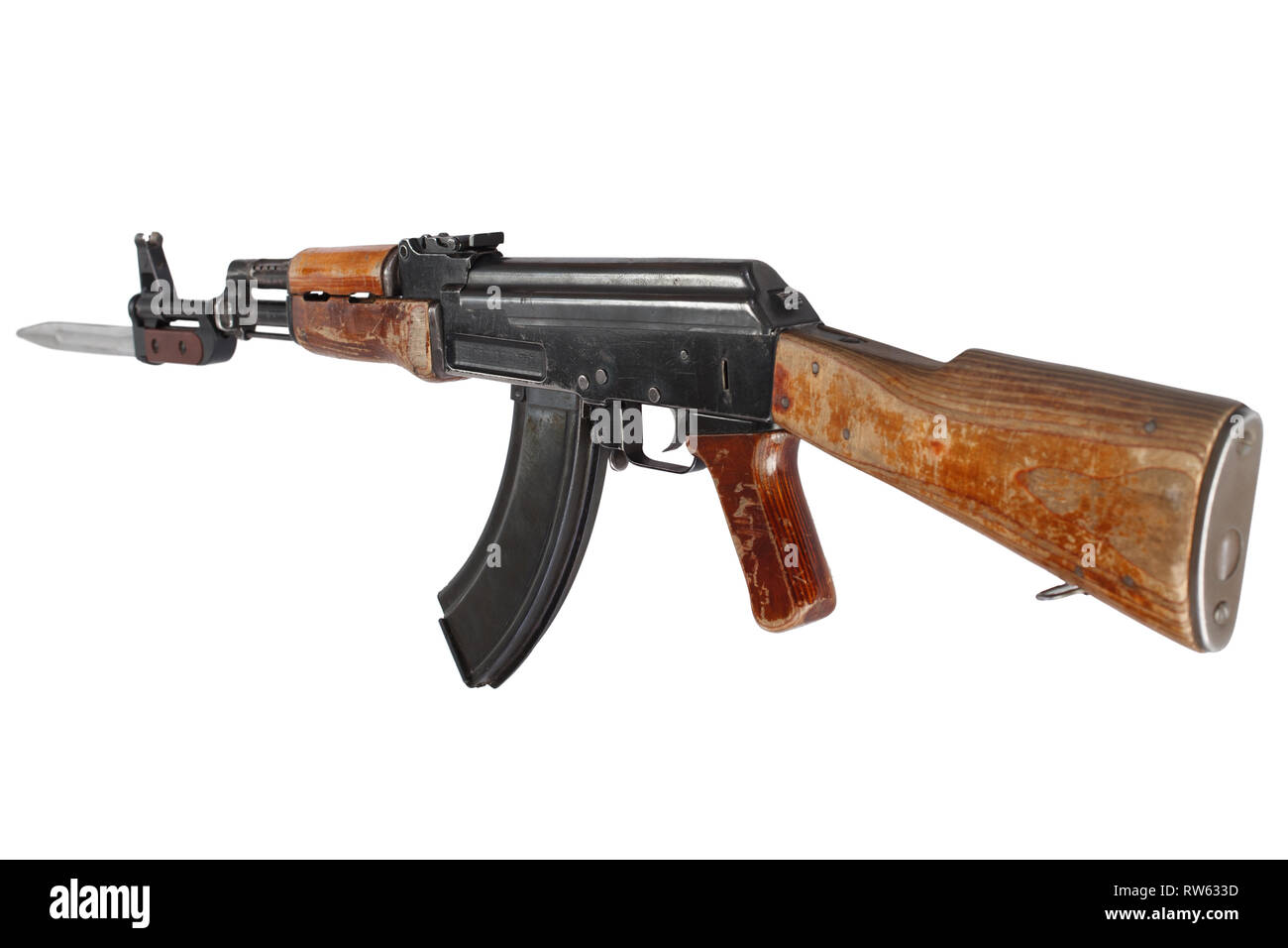 First model AK - 47 assault rifle with bayonet isolated on white Stock ...
