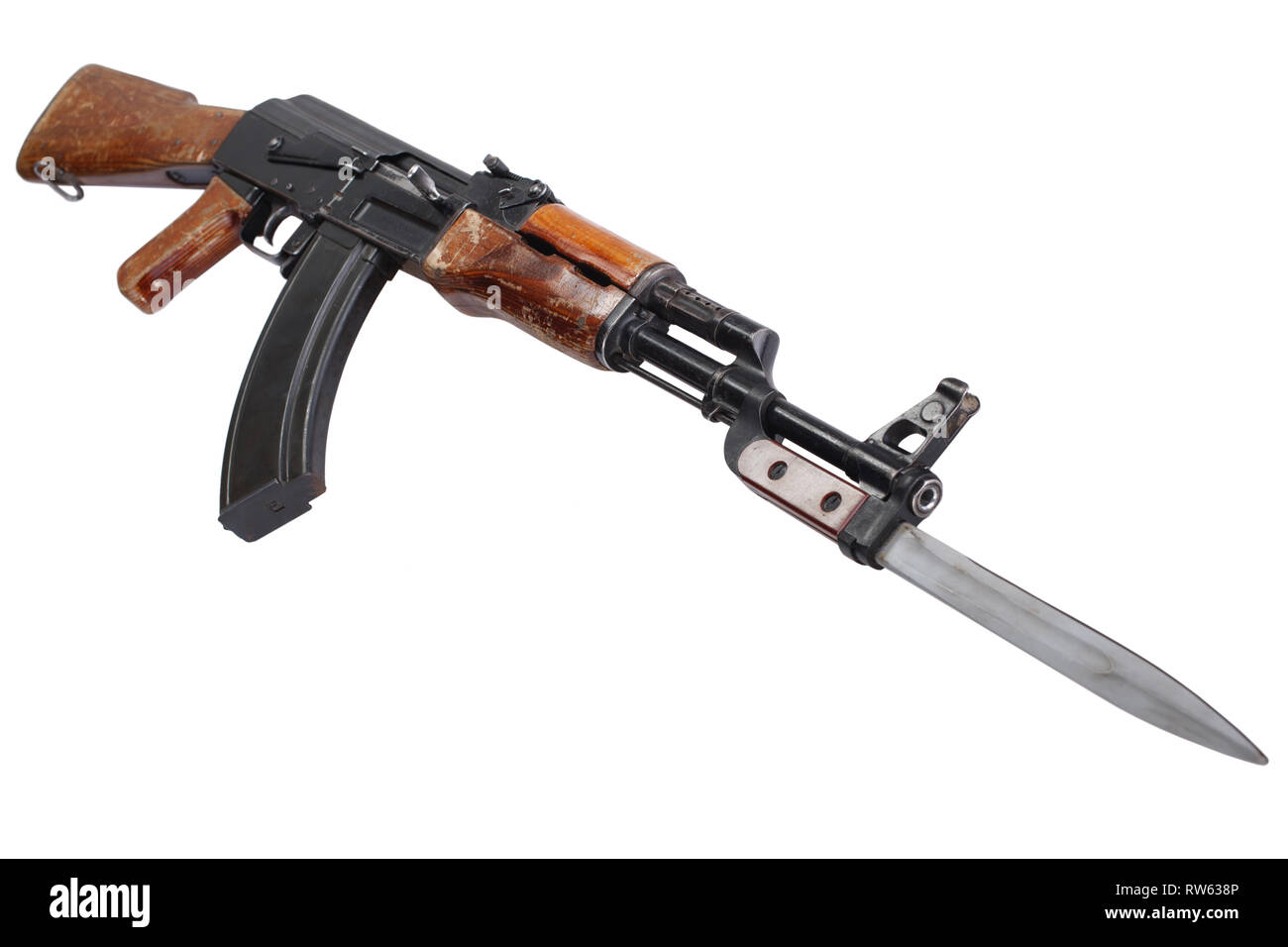 First model AK - 47 assault rifle with bayonet isolated on white Stock ...