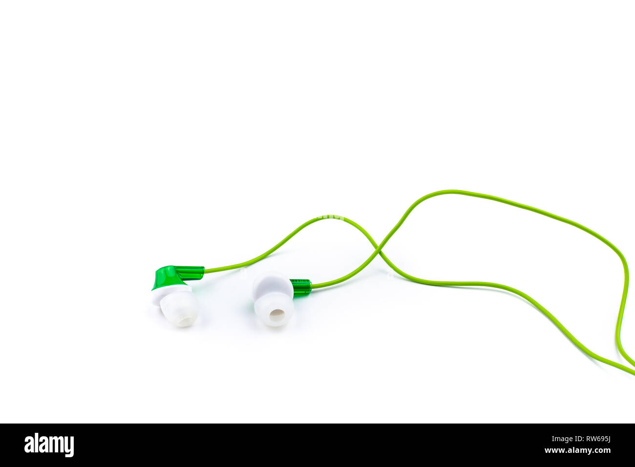 Green headphones isolated on white Stock Photo - Alamy