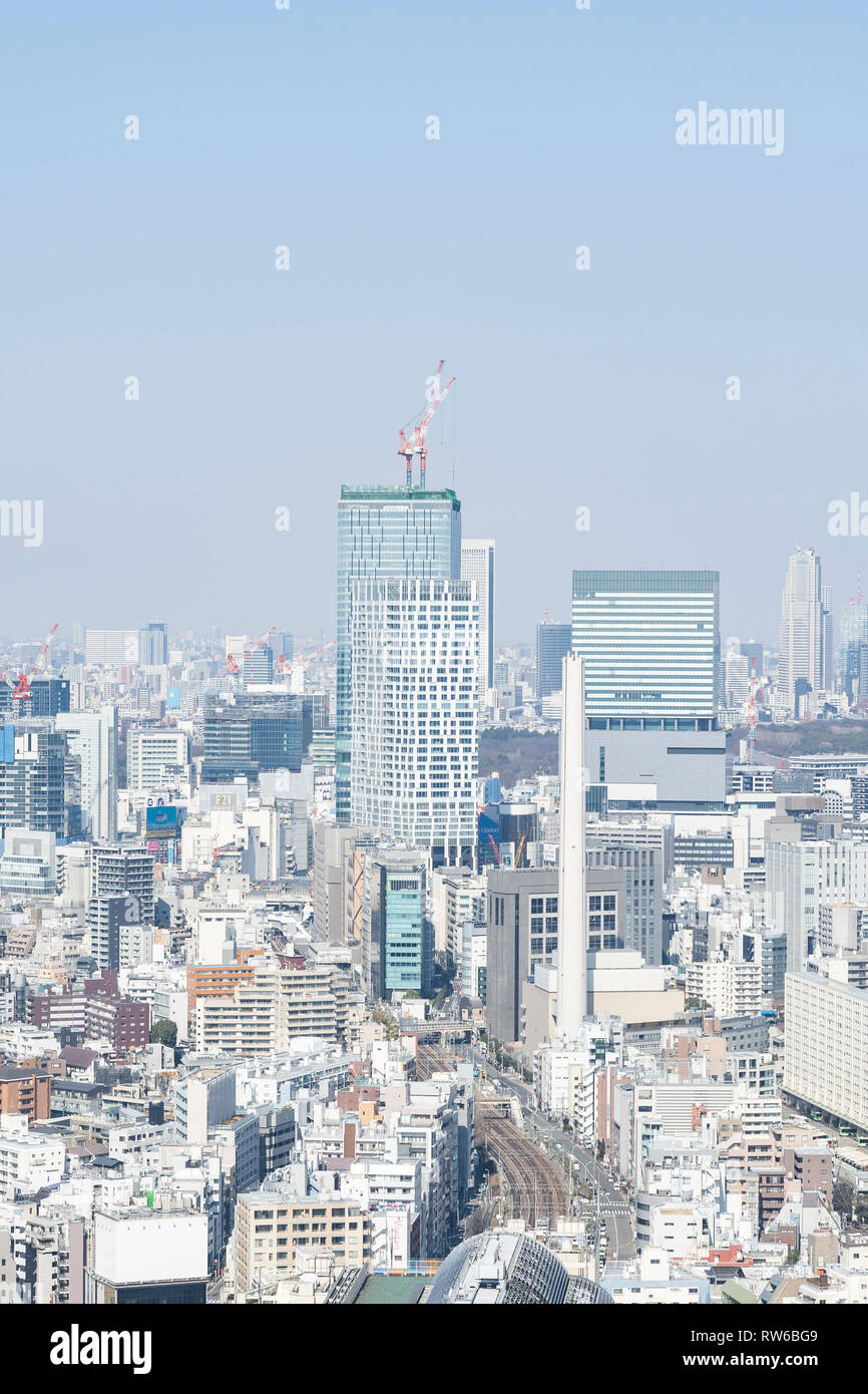 General view of Tokyo from Yebisu Garden Place Tower toward Shibuya ...