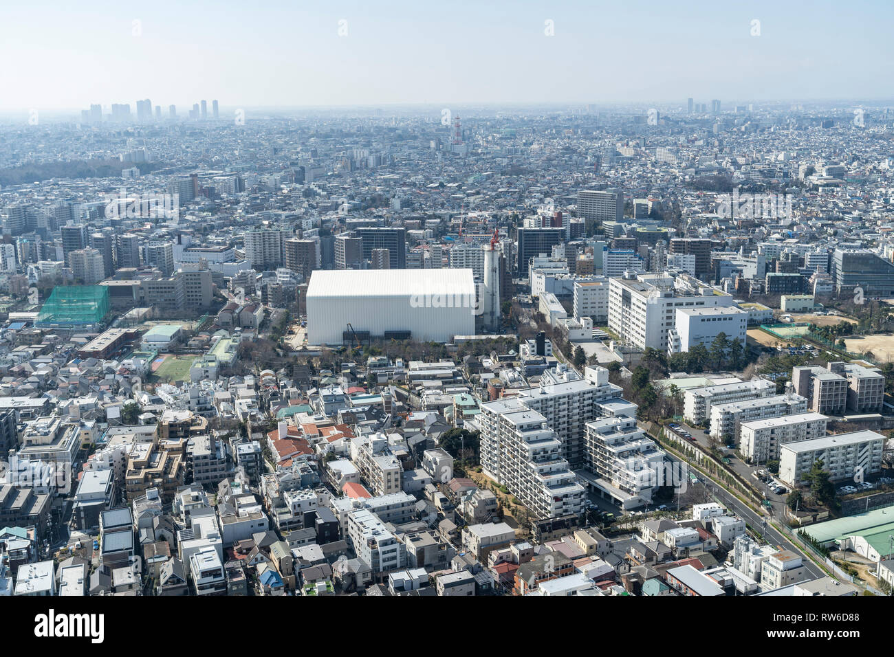 General view of Tokyo from Yebisu Garden Place Tower, Shibuya-Ku, Tokyo ...
