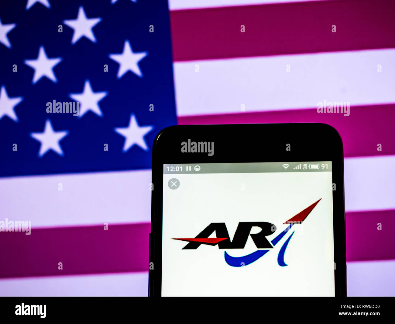 Aerojet Rocketdyne company logo seen displayed on smart phone Stock ...